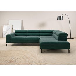Ecksofa Places of Style, B:276cm H:71cm T:219cm, grün, 95% Polyester, 5% Nylon, Wohnzimmer, Sofas, "Antonelli, L-Form, inkl. Kopfteilverstellung,