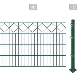 Arvotec Doppelstabmattenzaun "ESSENTIAL 80 zum Aufschrauben "Karo" mit Zierleiste", H/L: 80cm x 20m, Pfosten: 11 Stk., gr&uuml;n, Zaunelemente, Zaunh&ouml;he