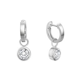 Vivance Damen Paar Creolen "925/- Sterling Silber rhodiniert Zirkonia", one-size, Silber 925 (Sterlingsilber), wei&szlig;, Silber 925 (Sterlingsilber),