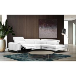 Ecksofa Calia italia, B:294cm T:227cm, weiß, Wohnzimmer, Sofas, "Benja, Designsofa mit erstklassigen Komfortfunktionen zum Wohlfühlen", in Leder, mit