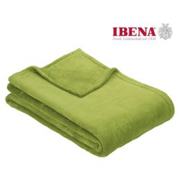 Wohndecke Ibena, B:150cm L:200cm, gr&uuml;n, Polyester, Wohndecken, "Uni Fleecedecke Olbia", einfarbig schick, Kuscheldecke