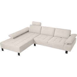 Ecksofa Alina, B:296cm H:103cm T:223cm, weiß, Struktur fein XBO (100% Polyester), Wohnzimmer, Sofas, "Royce", inklusive Sitztiefenverstellung, 296 cm