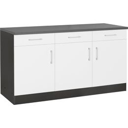 Unterschrank KOCHSTATION, B:150cm H:85cm T:60cm, weiß, Küche, Schränke, "KS-Paris", mit 3 Schubkästen und 3 Türen, für viel Stauraum