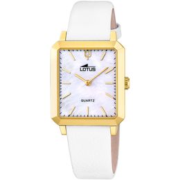 Lotus Damen Quarzuhr "Square", wei&szlig;, Armbanduhren, Armbanduhr, Damenuhr, Lederarmband, analog