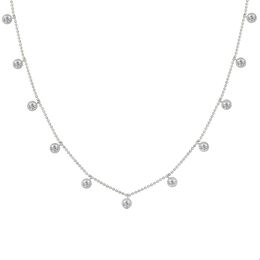 CAI CAÏ Damen Kette mit Anhänger "925/- Sterling Silber rhodiniert Anhänger rund Zirkonia", 40+5cm, Silber 925 (Sterlingsilber), L: 45 B: 1mm, weiß,