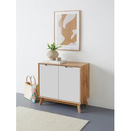 Sideboard Andas, B:80cm H:75cm T:40cm, weiß, Dekorfolie, Hartfaserplatte, MDF, Wohnzimmer, Sideboards, "Pandrup", Kommode mit 2 Türen und 2