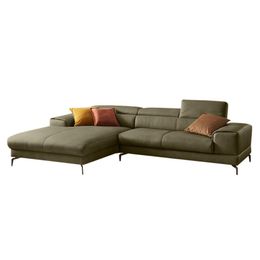 Ecksofa W.Schillig, B:303cm H:70cm T:193cm, grün, Longlife Xtra-Leder Z69: Das feinnarbige, gedeckte Softleder Z69 besticht durch seine