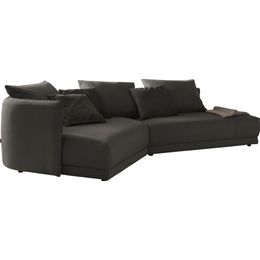 Ecksofa DESIGNWERK, B:333cm T:179cm, grün, 100% Polyester, Wohnzimmer, Sofas, "New York L-Form, anmutendes Designsofa", mit moderner R&ung im Rücken