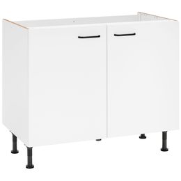 Spülenschrank Optifit, B:100cm H:87cm T:58,4cm, weiß, Holzwerkstoff, Küche, Schränke, "Elga", mit Soft-Close-Funktion, höhenverstellbaren Füßen,