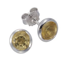 Vivance Damen Paar Ohrstecker "925/- Sterling Silber Citrin", one-size, Silber 925 (Sterlingsilber), wei&szlig;, Silber 925 (Sterlingsilber), Ohrringe