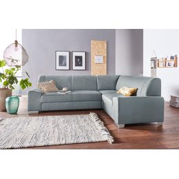 Ecksofa DOMO collection, B:259cm H:85cm T:191cm, grün, Wohnzimmer, Sofas, "Anzio in kubischer Formensprache, flache Armlehnen, L-Form", Wahlweise mit