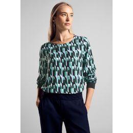 Street One Damen Langarmbluse, gr&uuml;n, Gr. 46, bedruckt, Stoff, 100% Viskose, Blusen, aus softer Viskose