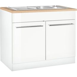 Spülenschrank KOCHSTATION, B:100cm H:85cm T:60cm, weiß, Küche, Schränke, "KS-Eton", Breite 100 cm