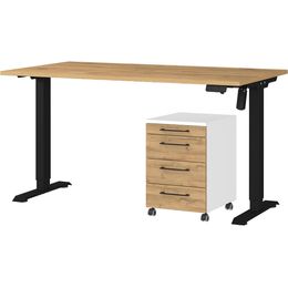 B&uuml;rom&ouml;bel-Set Germania, wei&szlig;, Metall, Spanplatte, Arbeitsm&ouml;bel-Sets, "Profi 3.0", B&uuml;rom&ouml;bel-Set bestehend aus Schreibtisch und Rollcontainer