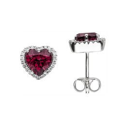 Jobo Damen Paar Ohrstecker "Herz", SI = kleine Einschl&uuml;sse, Diamanten Wei&szlig;gold 585, wei&szlig;, Diamanten, Wei&szlig;gold 585, Ohrringe, 585 Wei&szlig;gold mit