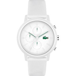 Lacoste Herren Chronograph "Lacoste.12.12 CHRONO", weiß, Armbanduhren, Quarzuhr, Armbanduhr, Herrenuhr, Stoppfunktion, Silikonarmband