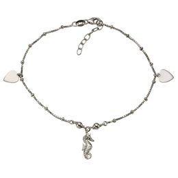 Vivance Damen Fu&szlig;kette "925 Silber rhodiniert Herz Seepferdchen", 23+2,5cm, Silber 925 (Sterlingsilber), wei&szlig;, Silber 925 (Sterlingsilber), Fu&szlig;ketten