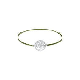 Elli Damen Armband "Lebensbaum Boho Festival Nylon Band 925 Sterling Silber", 16cm, ohne Stein, Silber 925 (Sterlingsilber), grün, Silber 925