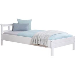 Futonbett Ticaa, B:117,6cm, weiß, Betten, "Merci", Einzelbett, aus Kiefer Massivholz, inkl. Rollrost