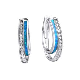 Vivance Damen Paar Creolen "925-Sterling Silber rhodiniert Zirkonia", one-size, Silber 925 (Sterlingsilber), wei&szlig;, Silber 925 (Sterlingsilber),