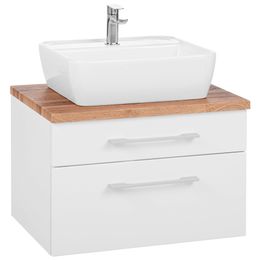 Waschbeckenunterschrank Welltime, B:60cm H:55cm T:47cm, wei&szlig;, Schr&auml;nke, "Davos", Badm&ouml;bel, Waschtisch inkl. Waschbecken, Breite 60 cm