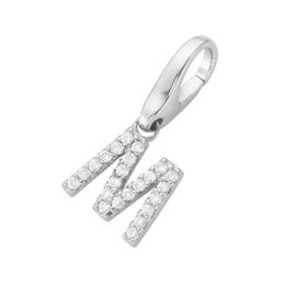 Damen Charm Buchstabe "Buchstabe M, Zirkonia Steine, Silber 925", wei&szlig;, Giorgio Martello MILANO, Silber 925 (Sterlingsilber), Charms