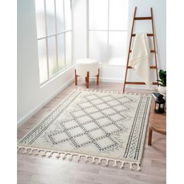 Hochflor-Teppich, B:200cm H:24mm L:290cm, schwarz-wei&szlig;, MyFlair M&Ouml;BEL & ACCESSOIRES, Polyester, Polypropylen (PP), Teppiche, "Moroccan Tradition,