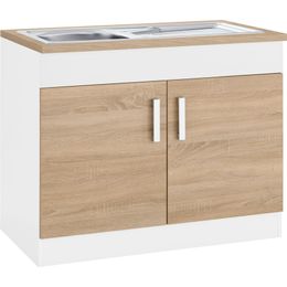 Spülenschrank KOCHSTATION, B:100cm H:85cm T:60cm, weiß, Spanplatte, Küche, Schränke, "KS-Gera", Breite 100 cm