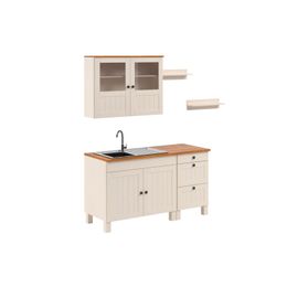 Pantryk&uuml;che Home Affaire, B:150cm T:60cm, wei&szlig;, Komplettk&uuml;chen-Sets, "Alby2", Breite 150 cm, Kiefer massiv, ohne E-Ger&auml;te