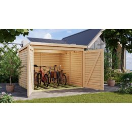 Fahrradbox Karibu, B:212,5cm H:167cm T:216,5cm, beige, Holzwerkstoff, Garten, Aufbewahrungsboxen, "Fahrradgarage 4 Solar", in verschiedenen Farben,