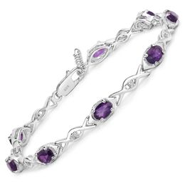 VIRA JEWELS Damen Armband "925-Sterling Silber rhodiniert Gl&auml;nzend Amethyst lila", 19cm, Silber 925 (Sterlingsilber), wei&szlig;, Silber 925