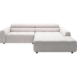Ecksofa 3C CANDY, B:258cm H:68cm T:217cm, weiß, 100% Polyester, Wohnzimmer, Sofas, "Denver auch mit Cord- und Easy care-Bezug, Kopfteilverstellung