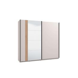 Schwebet&uuml;renschrank Home Affaire, B:220cm H:205cm T:61cm, wei&szlig;, Kunststoff, Metall, Spanplatte, Schr&auml;nke, "Belfort, Kleiderschrank mit Spiegel, Made