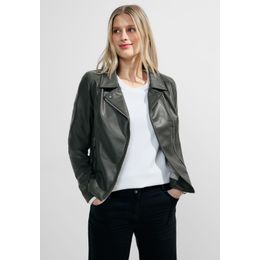 Cecil Damen Bikerjacke, gr&uuml;n, Gr. XXL, unifarben, Stoff, Obermaterial: 100% Polyurethan (PU), Futter: 100% Polyester, Jacken, mit asymmetrichem