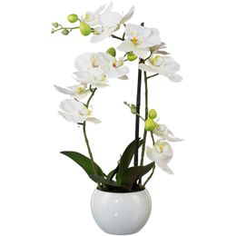 Kunstpflanze Creativ green, H:42cm, wei&szlig;, Keramik, Kunststoff, Polyester, Badezimmer, Kunstpflanzen, "Phalaenopsis"