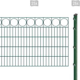 Arvotec Doppelstabmattenzaun "EXCLUSIVE 100 zum Einbetonieren "Ring" mit Zierleiste", H/L: 100cm x 50m, Pfosten: 26 Stk., grün, Zaunelemente,