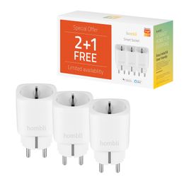 Hombli Smart-Home-Zubeh&ouml;r "smarte Steckdose EU, 2+1 Promo Pack", B:8,6cm H:5,6cm T:16,2cm, wei&szlig;, Smart-Home-Stationen