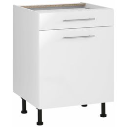 Wiho-K&uuml;chen Unterschrank WIHO K&Uuml;CHEN, B:60cm H:86,5cm T:58cm, wei&szlig;, K&uuml;che, Schr&auml;nke, "Ela", Breite 60 cm, h&ouml;henverstellbare F&uuml;&szlig;e