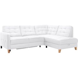 Ecksofa, B:228cm H:84cm T:174cm, weiß, exxpo - SOFA FASHION, Wohnzimmer, Sofas, "Elio, kompakt und komfortabel, bequem, zeitloses Design, L-Form",