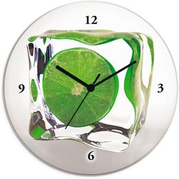 Wanduhr Artland, T:1,8cm, grün, Wohnzimmer, Wanduhren, "Limette im Eiswürfel", wahlweise mit Quarz- oder Funkuhrwerk, lautlos ohne Tickgeräusche