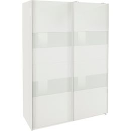 Schwebetürenschrank wimex, B:135cm H:198cm T:64cm, weiß, Spanplatte, Schränke, "Altona", mit Glaselementen und zusätzlichen Einlegeböden