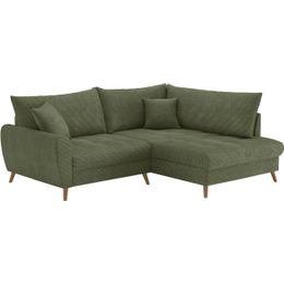 Ecksofa MR. COUCH, B:230cm H:71cm T:190cm, grün, Stripes (92% Polyester / 8% Nylon), Wohnzimmer, Sofas, "Blackburn II L-Form", Wahlweise mit