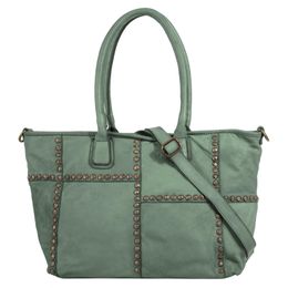 Samantha Look Damen Shopper, grün, Leder, leicht glänzend, unifarben, Taschen, echt Leder, Made in Italy
