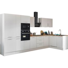 Winkelk&uuml;che, B:370cm H:211cm T:60cm, wei&szlig;, BASIC BY BALCULINA, Komplettk&uuml;chen-Sets, "Turin", Stellbreite 370x175 cm, wahlweise mit E-Ger&auml;ten