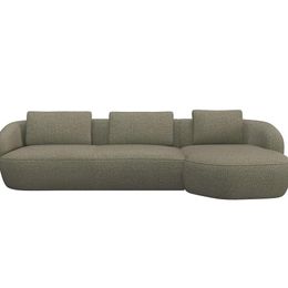 Wohnlandschaft FLEXLUX, B:307cm H:85cm T:146cm, grün, 62% Polyester, 17% Cotton, 14% Viscose, 7% Linen, Sofas, "Torino, rund, L-Form, Sofa-Ecke mit