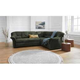 Ecksofa DOMO collection, B:240cm H:83cm T:190cm, grün, Microfaser PRIMABELLE (100% Polyester) / Struktur (90% Polyester; 10%