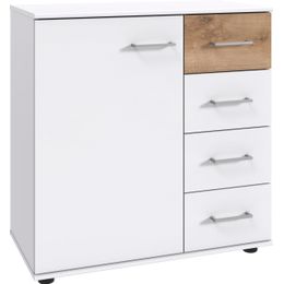 Kombikommode wimex, B:81cm H:83cm T:41cm, weiß, Spanplatte, Schlafzimmer, Sideboards, "Taiga", 1 türig und 4 Schubladen