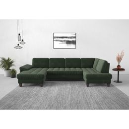 Sit & More Wohnlandschaft SIT & MORE, B:338cm H:88cm T:172cm, grün, 90% Polyester 10%Polyamid, Sofas, "Westham U-Form", wahlweise mit Bettfunktion, Bettkasten,