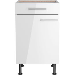 Unterschrank Optifit, B:50cm H:87cm T:58,4cm, wei&szlig;, Spanplatte, K&uuml;che, Schr&auml;nke, "Klara", Breite 50 cm