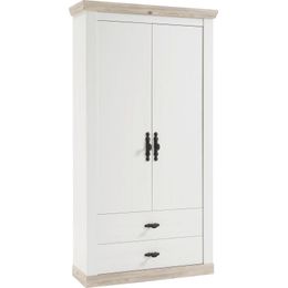 Garderobenschrank Home Affaire, B:107cm H:201cm T:38cm, weiß, Holzwerkstoff, Flur, Schränke, "Florenz", Höhe ca, 200 cm